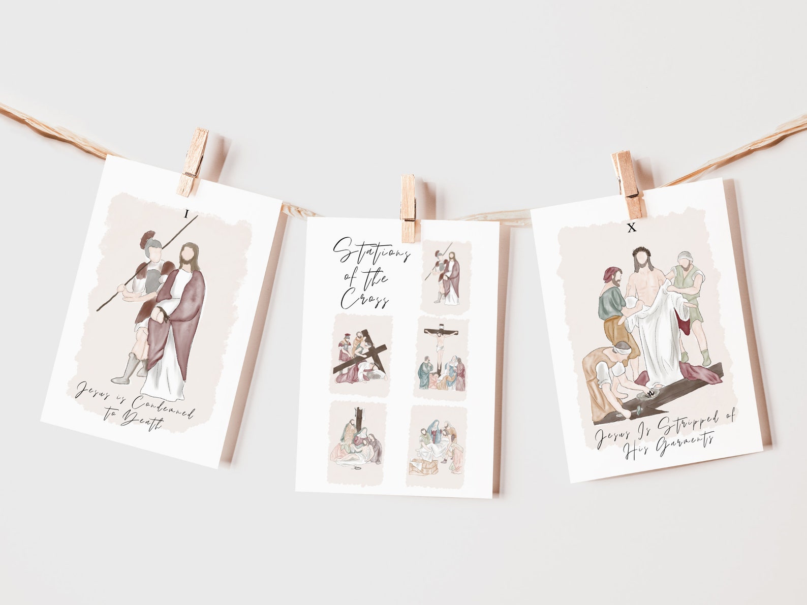Stations of the Cross Cards 4x6 Watercolor Art Lent | Etsy