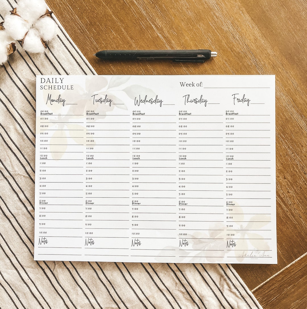 Daily Block Schedule Notepad - Etsy