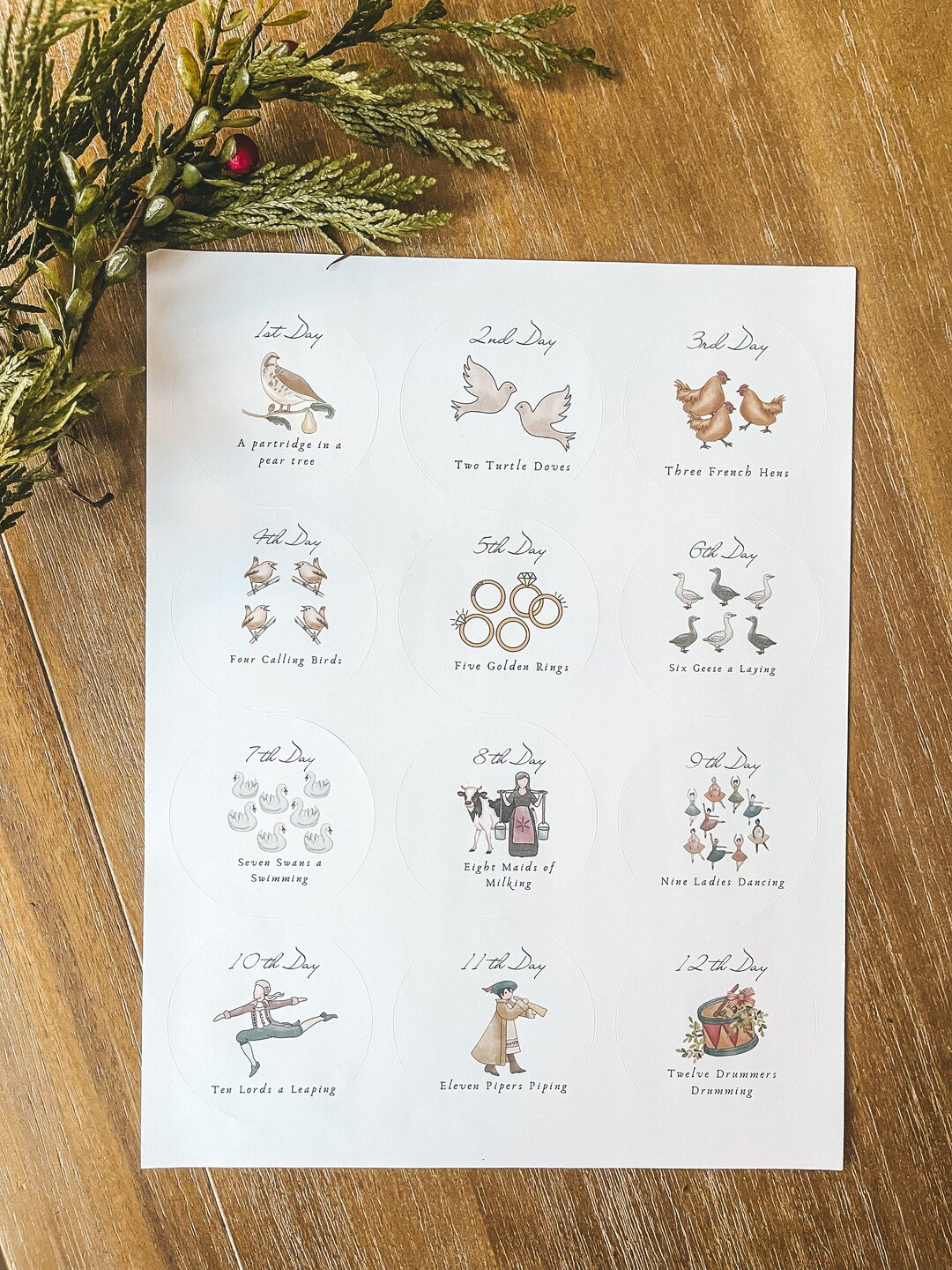 12 Days of Christmas Ornament PDF File - Etsy
