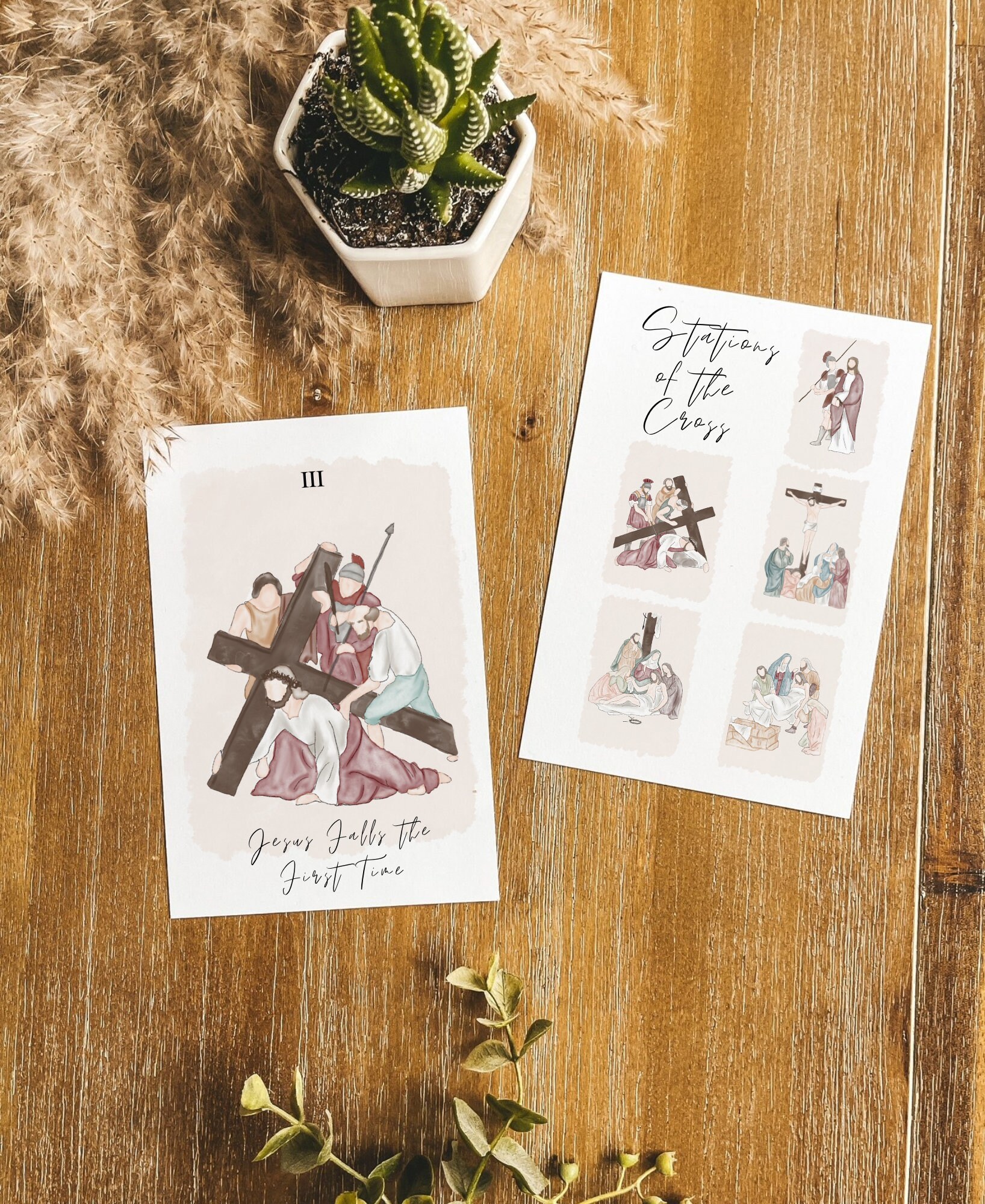 Stations of the Cross Cards, 4x6 Watercolor Art, Lent , Easter, Instant ...