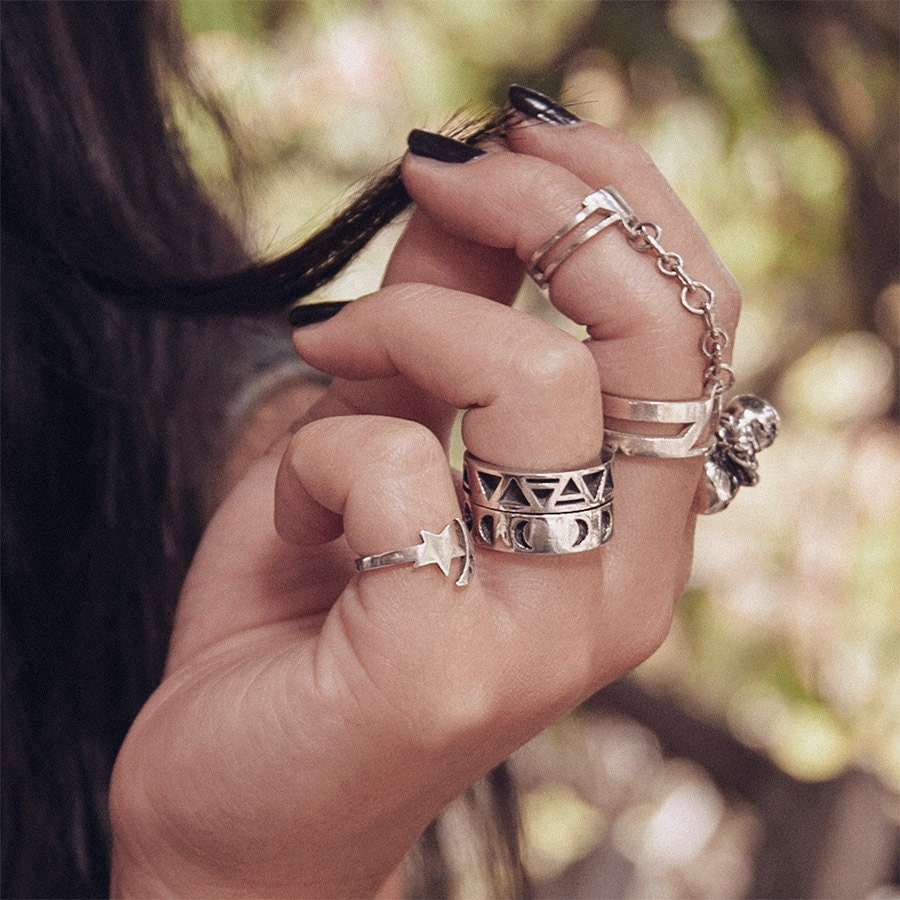 Sterling Silver Four Elements Band Ring - Etsy