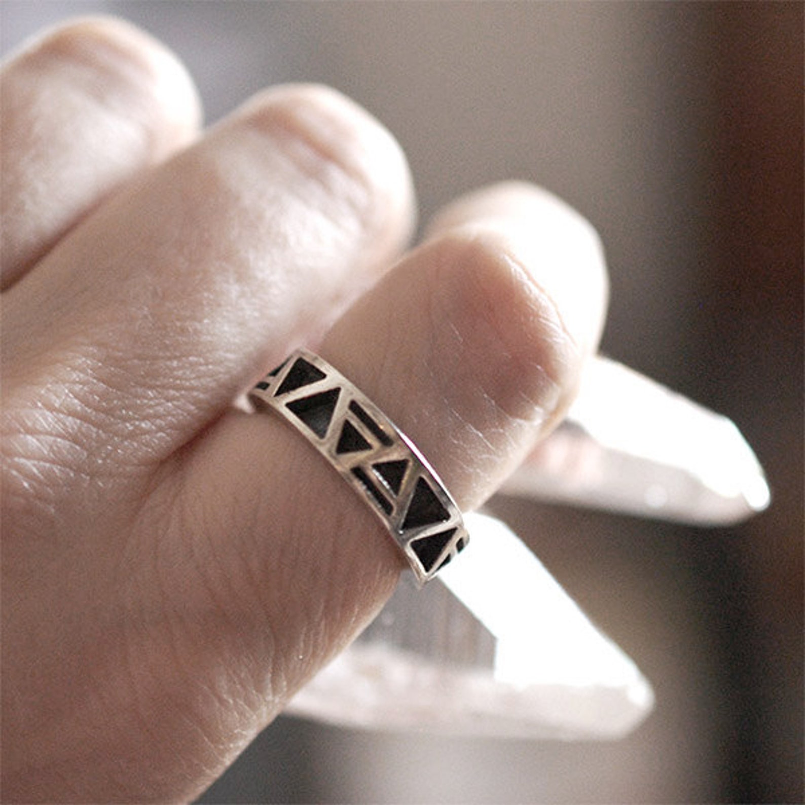 Sterling Silver Four Elements Band Ring - Etsy