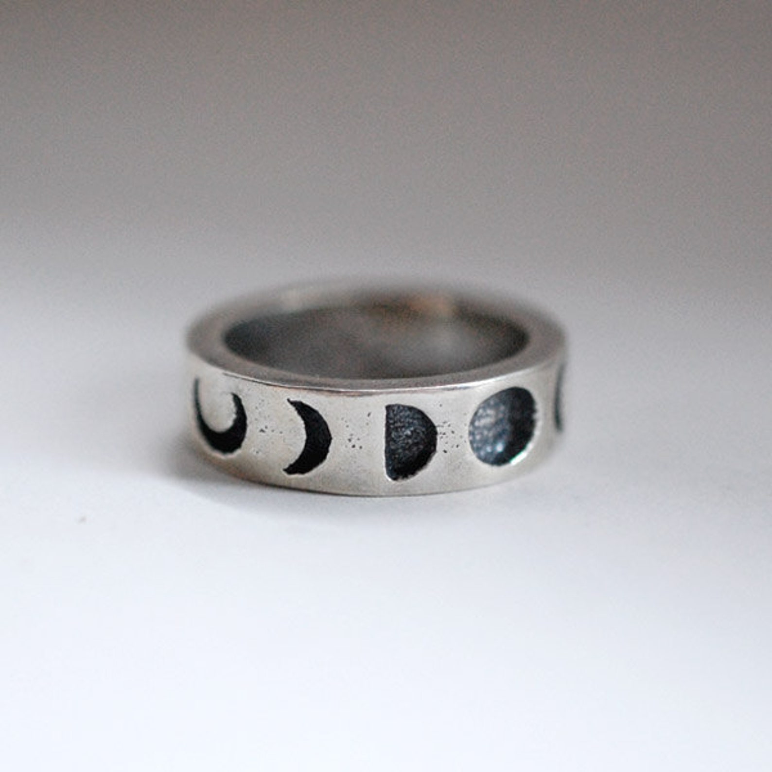 Sterling Silver Moon Phase Band Ring - Etsy
