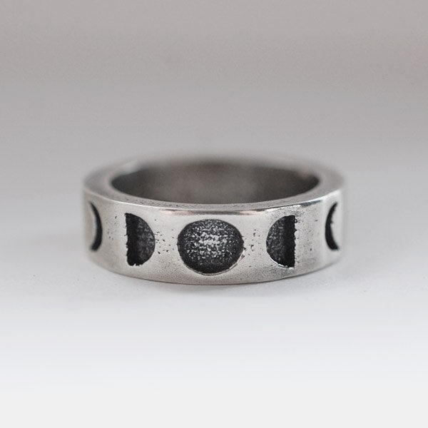 Sterling Silver Moon Phase Band Ring - Etsy