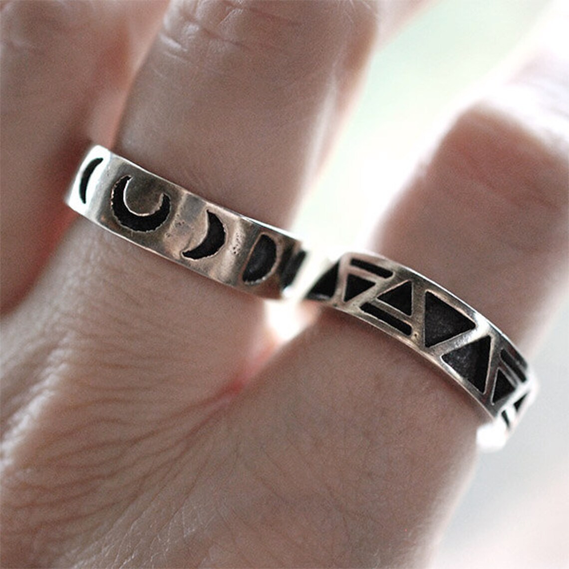 Sterling Silver Four Elements Band Ring - Etsy