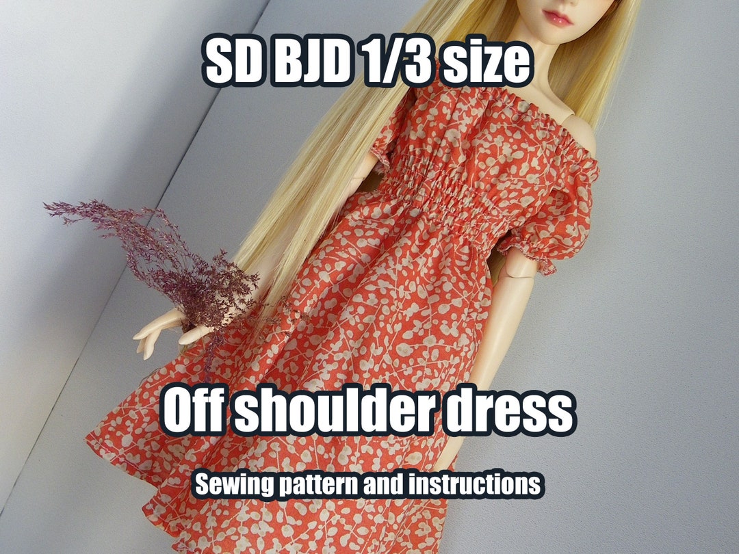 BJD Doll 1/3 SD: off Shoulder Dress Sewing Pattern - PDF With ...
