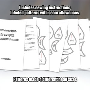 BJD Doll Paperboy Hat Sewing Pattern - PDF With Instructions - 4 Sizes - 9.8 to 7.5 Inch Head ...