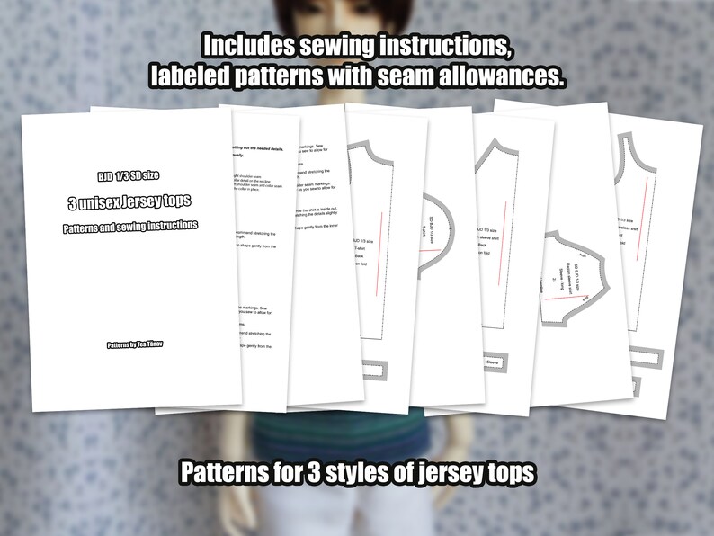 SD Doll BJD 1/3 Size: 3 Jersey Shirts Sewing Pattern - PDF With ...
