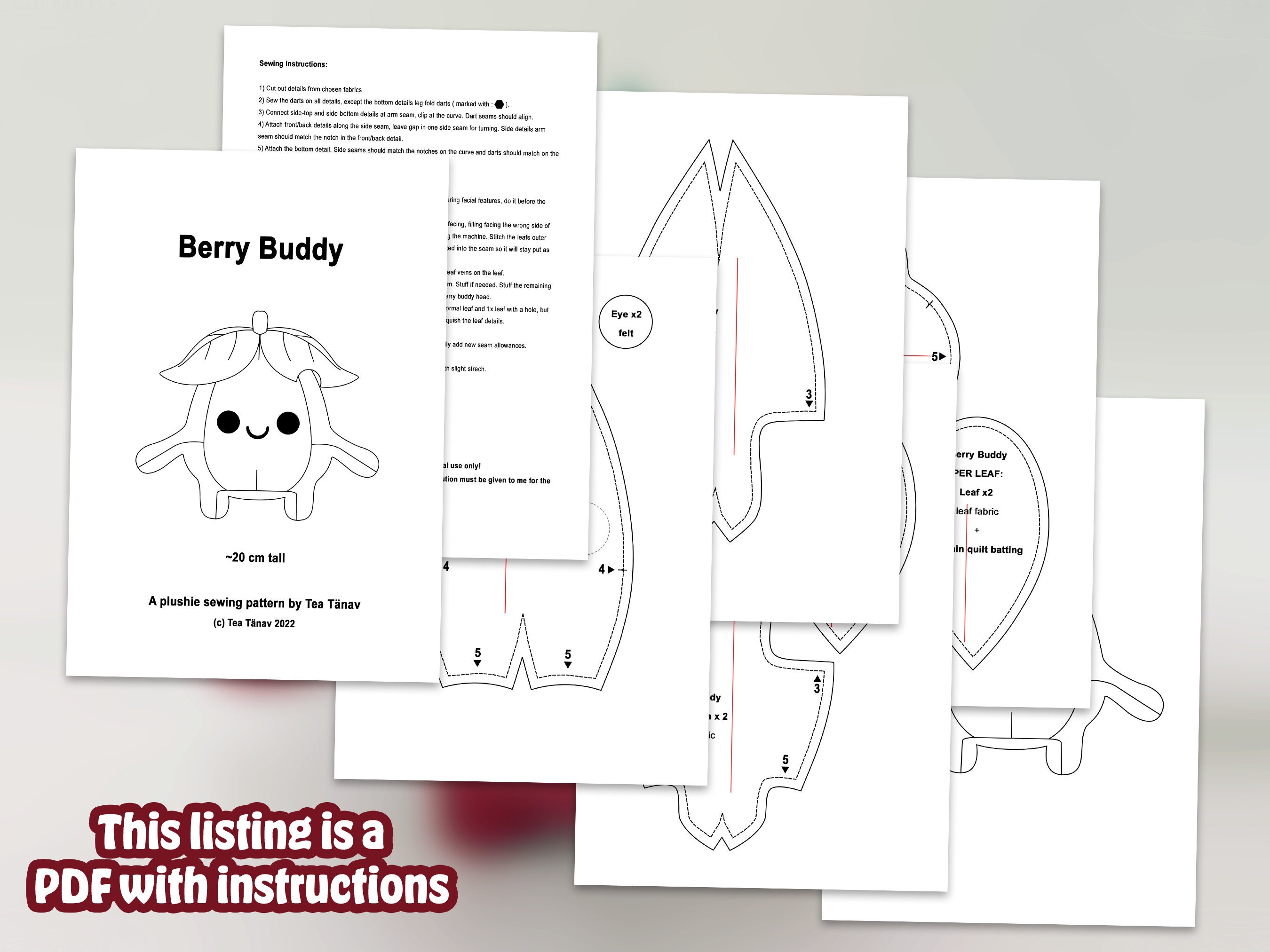 Berry Buddy Sewing Pattern PDF With Instructions - Etsy