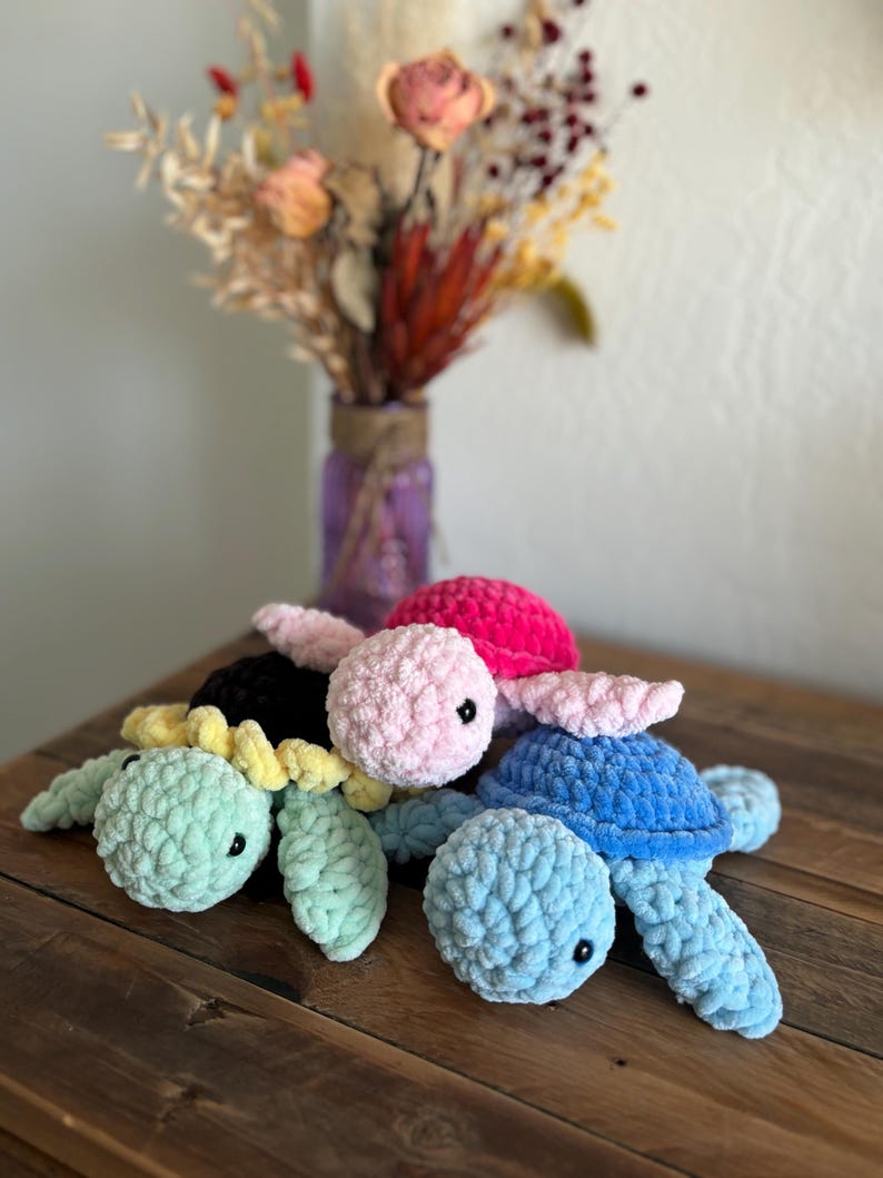 Crochet Pink Turtle, Crochet Blue Turtle, Crochet Sunflower Turtle - Etsy