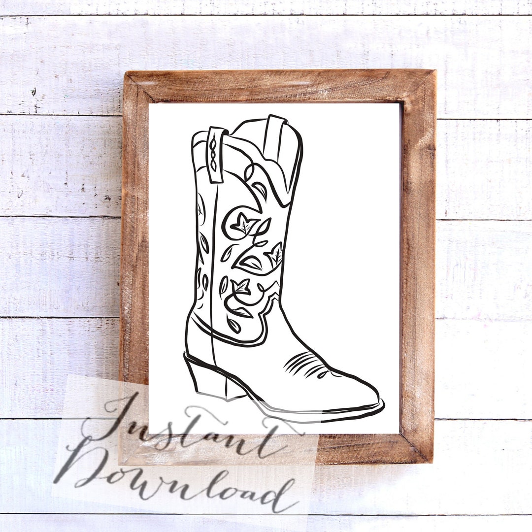 Cowboy Boot Print Cowboy Boot Western Printable Vintage - Etsy