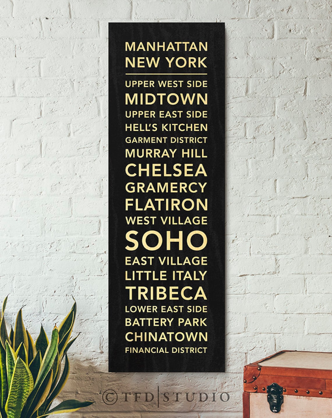New York Manhattan Neighborhoods Wood Print Sign - Etsy