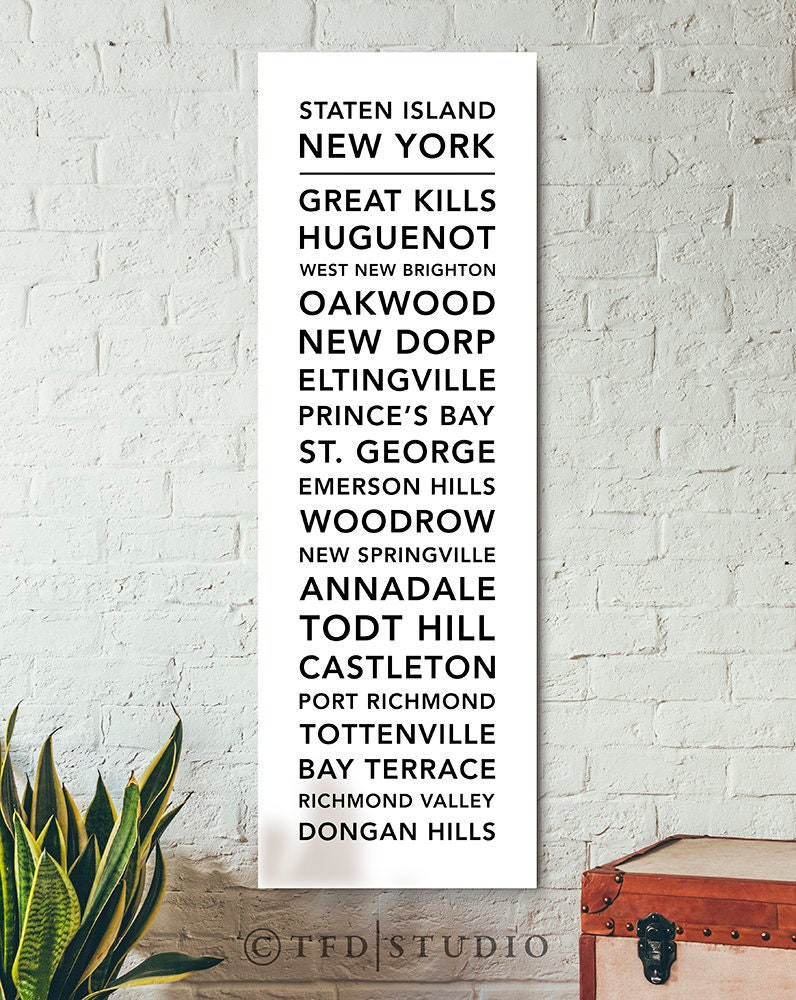 New York Staten Island Neighborhoods Typography Print - Etsy