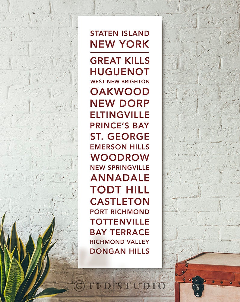 New York Staten Island Neighborhoods Typography Print - Etsy