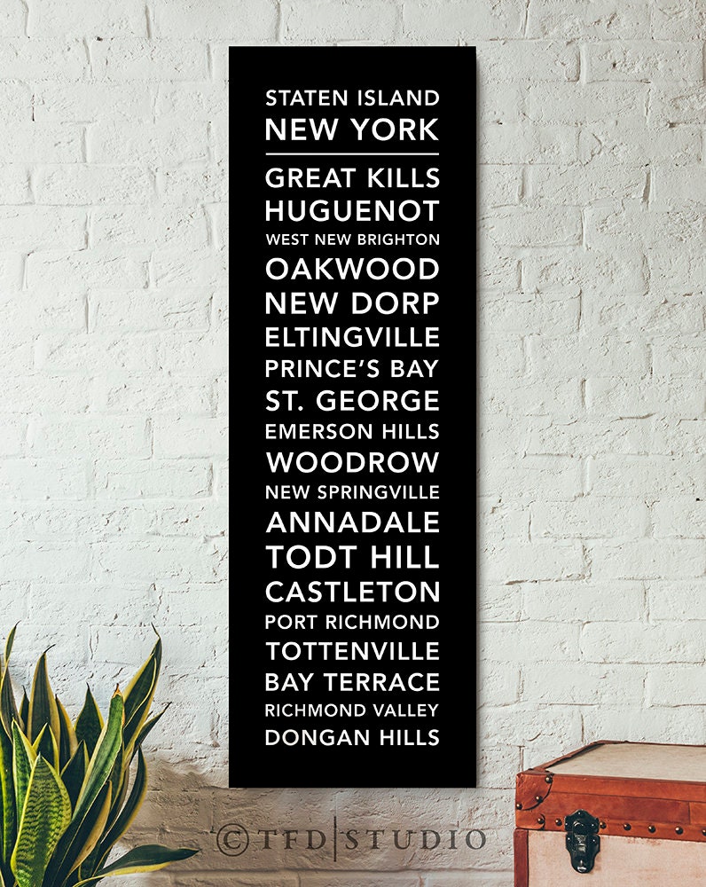 New York Staten Island Neighborhoods Typography Print - Etsy