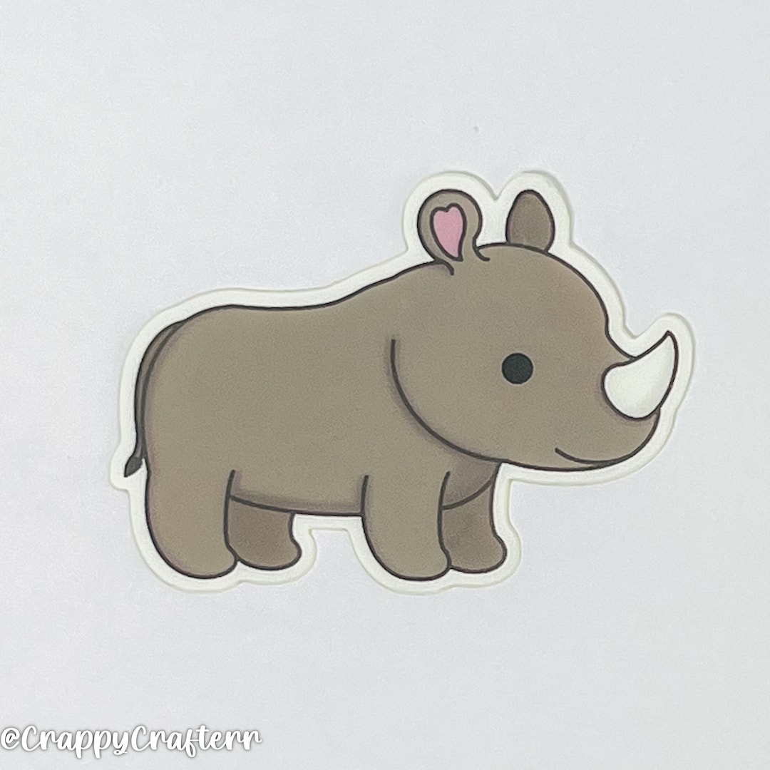 Save the Rhinos Sticker Cute Kawaii Rhino Die Cut Vinyl Sticker, Chubby ...