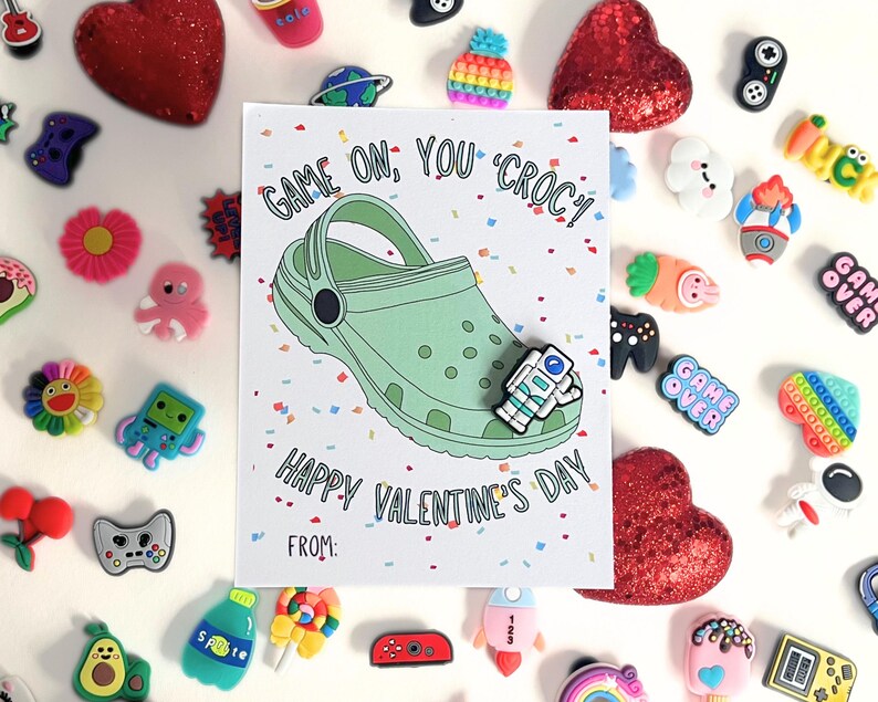Shoe Charm Valentine Cards: Student Valentine's Day Card Set - Etsy