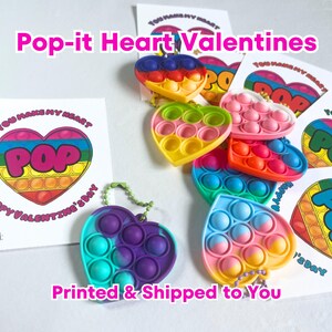 Pop-it Heart Valentines + Keychains: Non-candy Valentine Card Set ...
