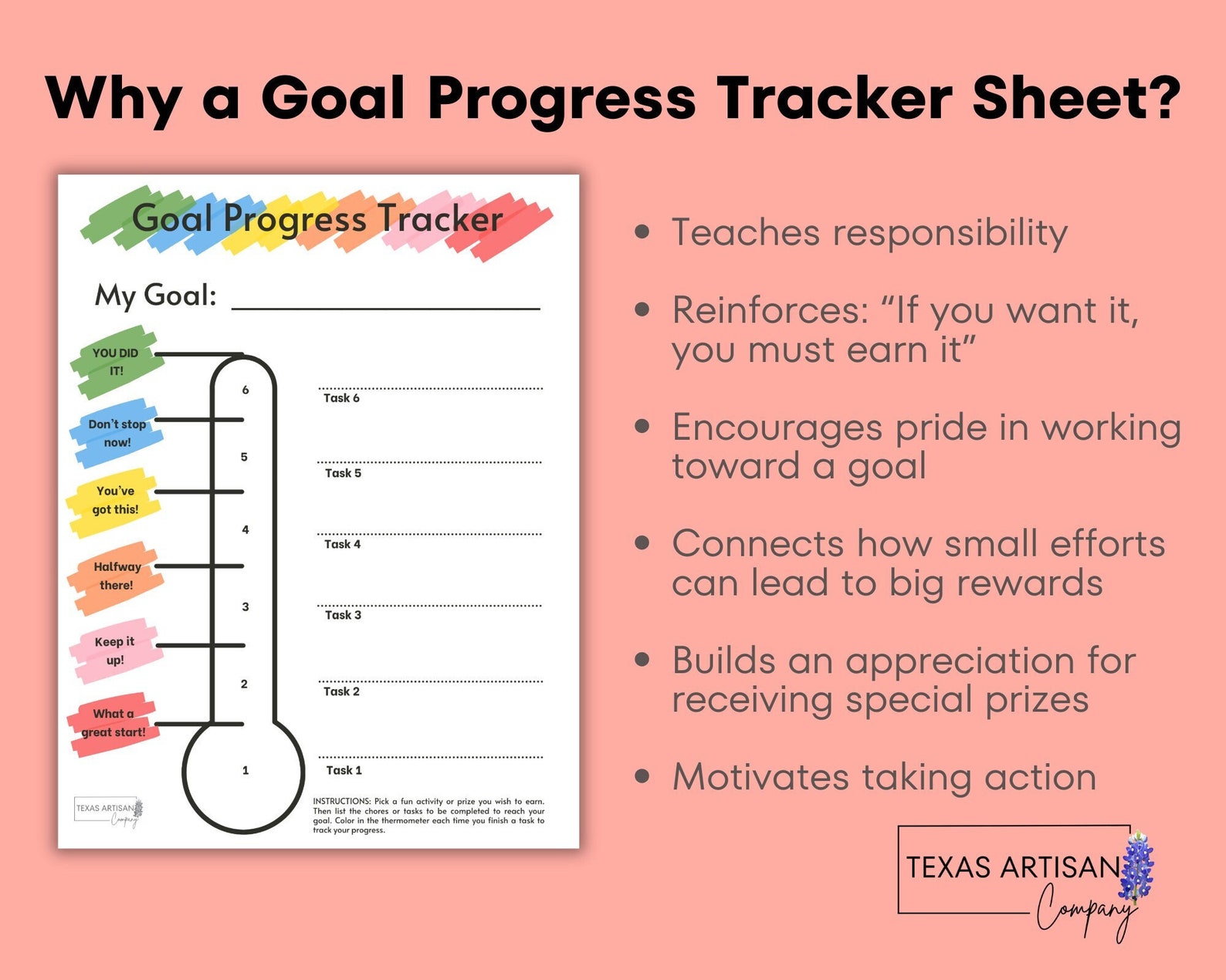 Kids Goal Thermometer Tracker: Printable Reward Chart (PDF Download) - Etsy