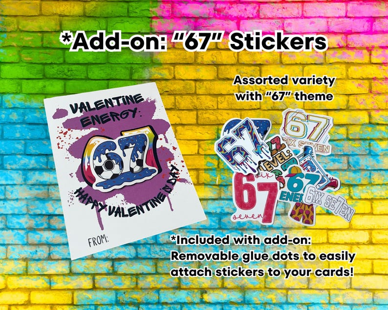 67 Graffiti Valentine Cards + 67 Stickers: Student Valentine Card Set ...