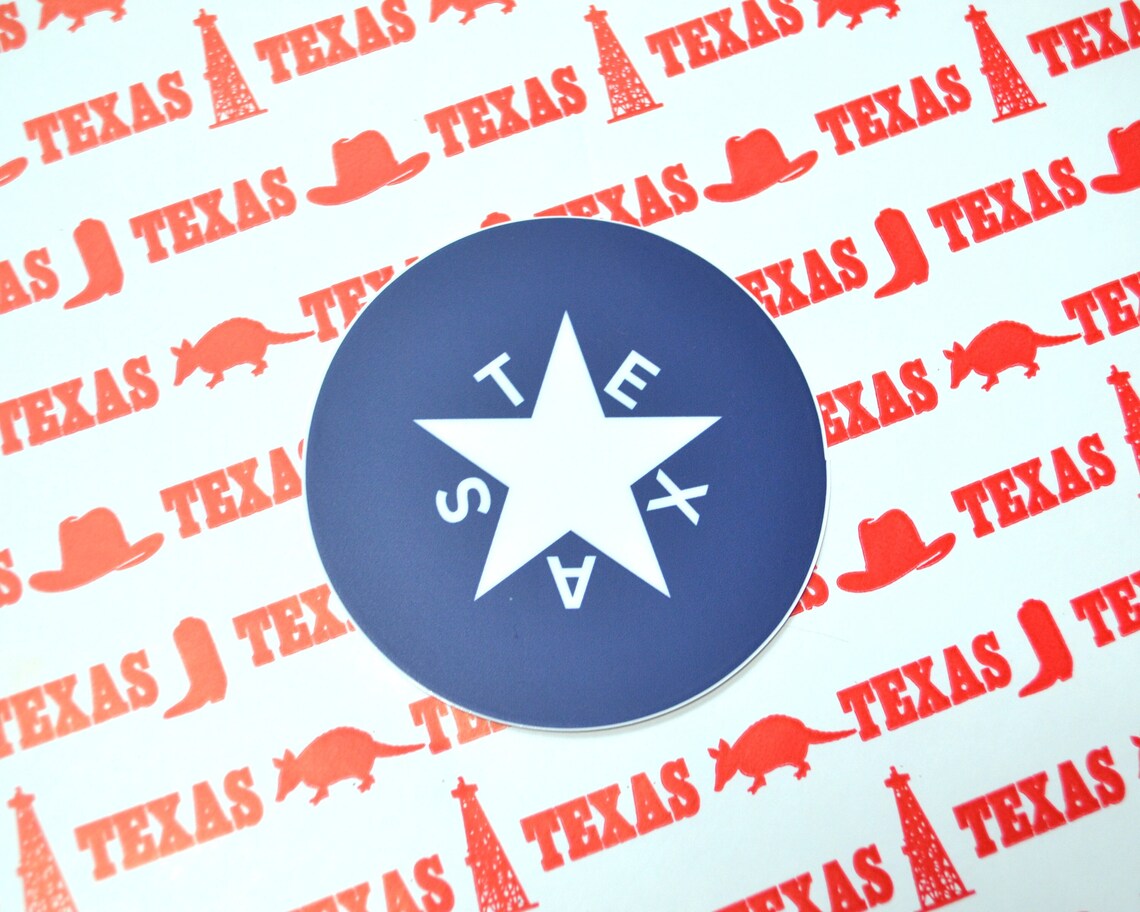 De Zavala Texas Flag Circle Sticker, Texas Flag 1836, Texas Star Blue ...
