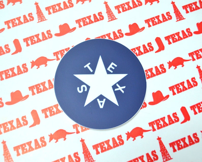 De Zavala Texas Flag Circle Sticker, Texas Flag 1836, Texas Star Blue ...