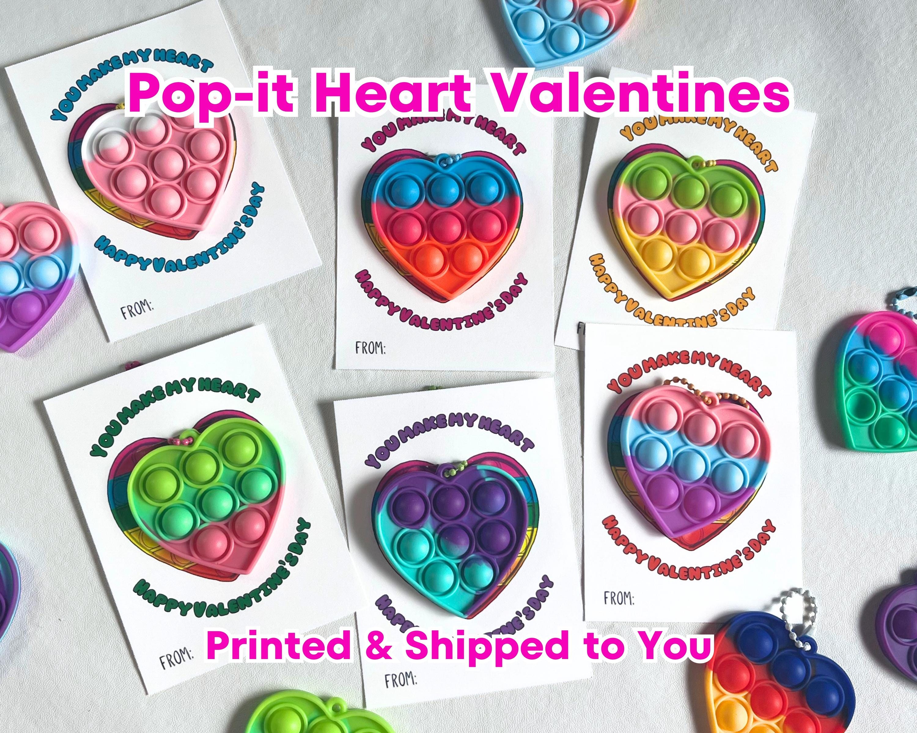 Pop-it Heart Valentines + Keychains: Non-candy Valentine Card Set ...