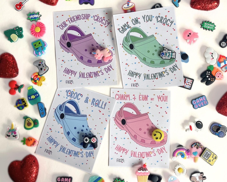 Shoe Charm Valentine Cards: Student Valentine's Day Card Set - Etsy