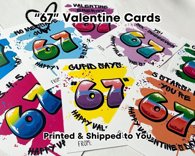 67 Graffiti Valentine Cards + 67 Stickers: Student Valentine Card Set ...