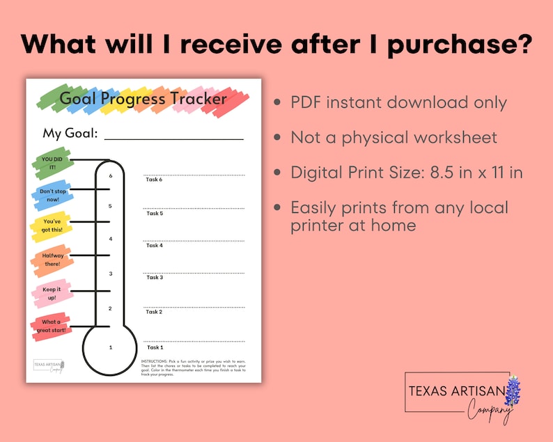 Kids Goal Thermometer Tracker: Printable Reward Chart (PDF Download) - Etsy