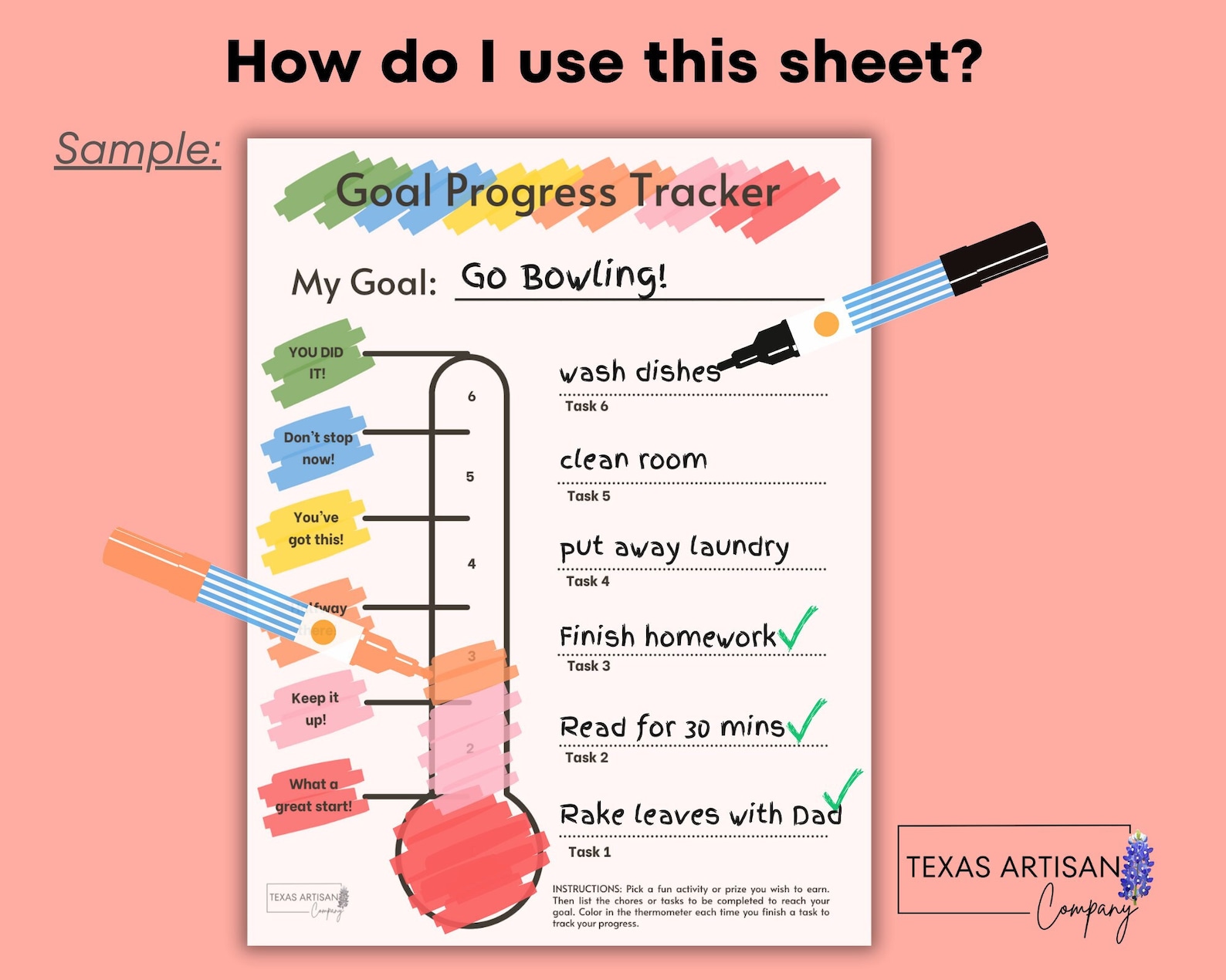 Kids Goal Thermometer Tracker: Printable Reward Chart (PDF Download) - Etsy