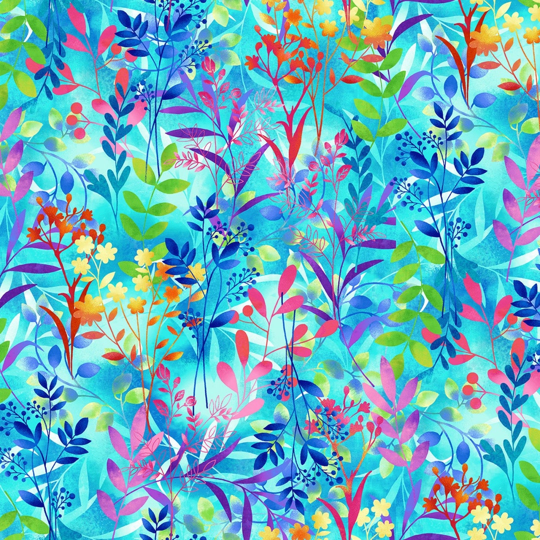 Dragonfly Lagoon Multi-color Ferns and Petite Flowers on - Etsy