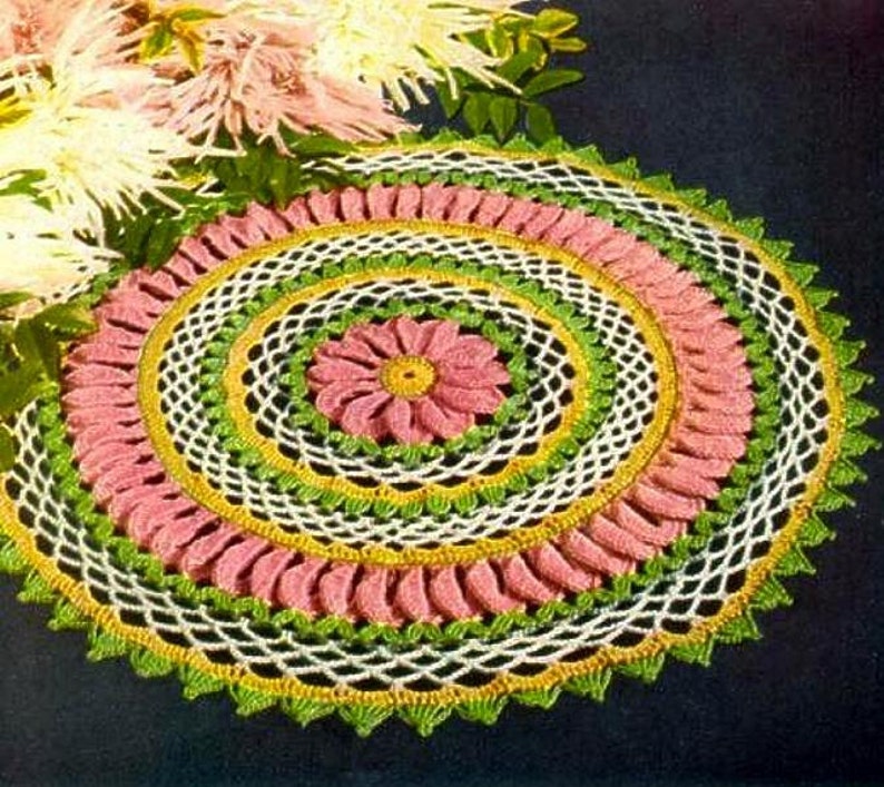 Multi Color Crochet Doily Pattern Retyped Large Print Pattern PDF ...