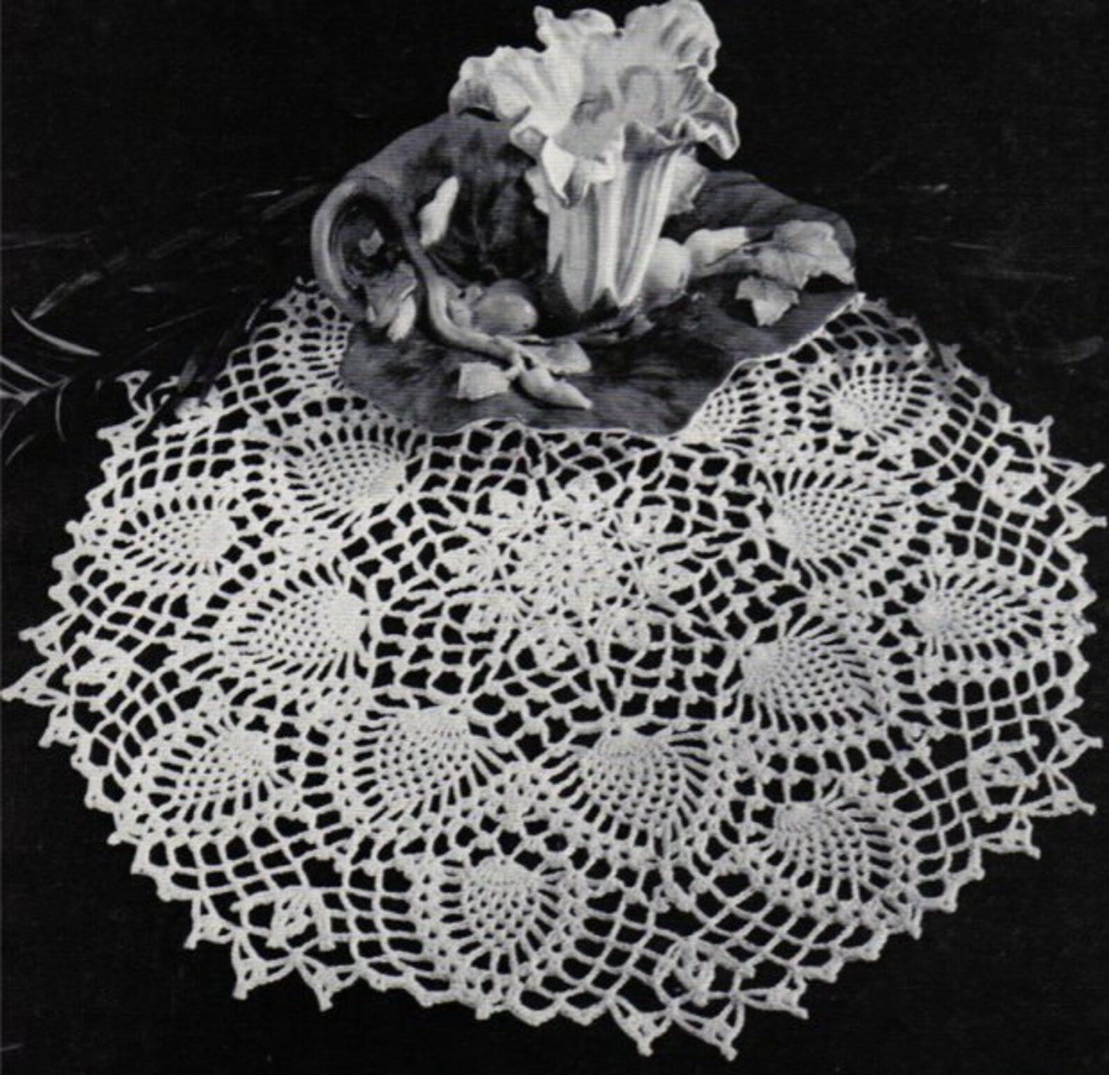 Beautiful Crochet Pineapple Doily Pattern Retyped Large Print Pattern ...