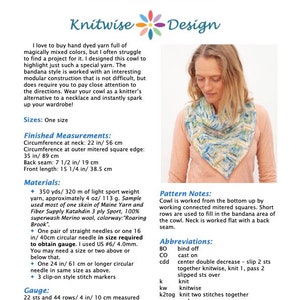 Mitered Square Cowl Knitting Pattern, PDF, Bandana Style Knitted Cowl ...