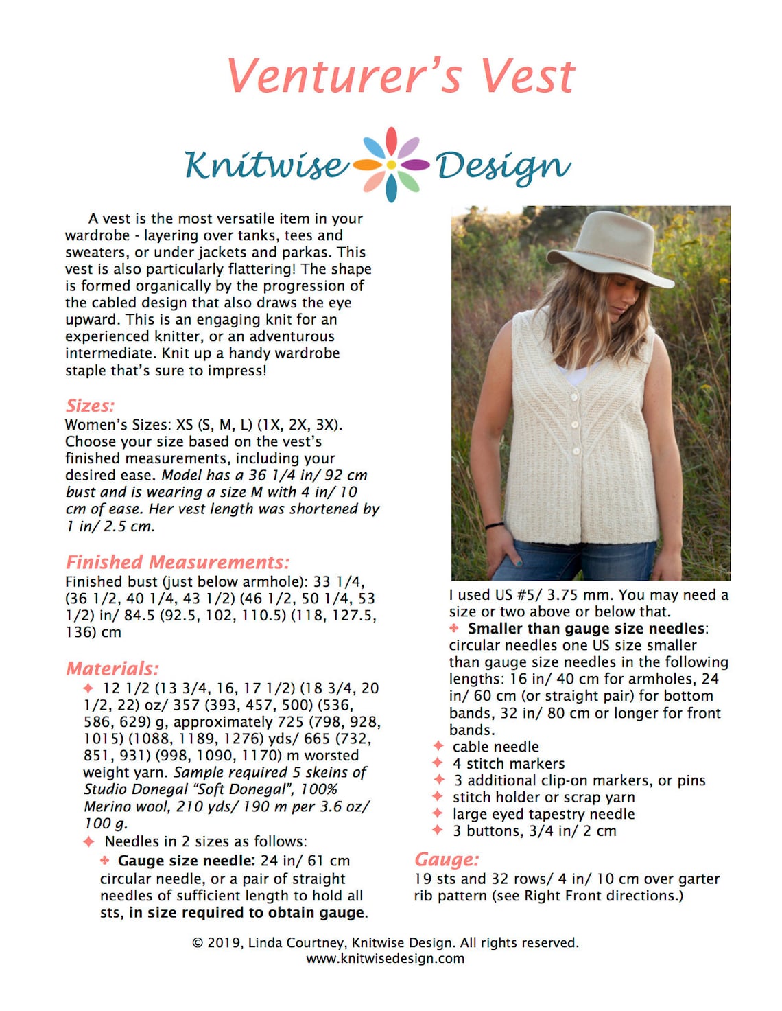 Knitted Vest Pattern PDF Woman's Knit Vest With Cables - Etsy