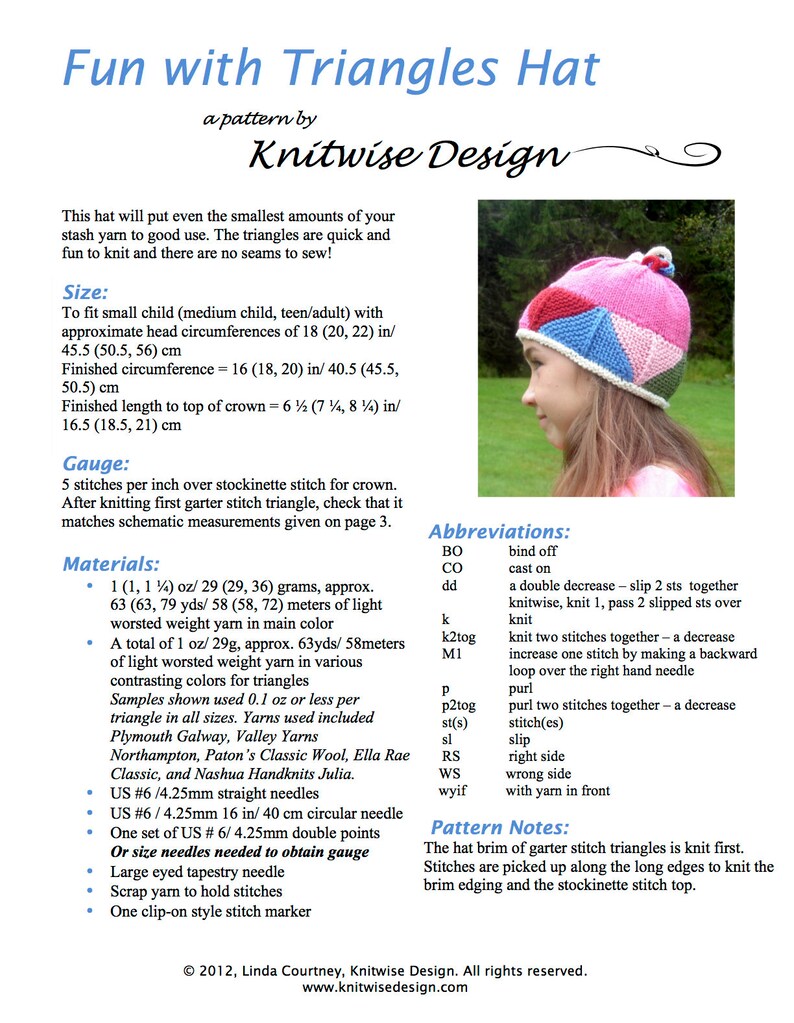 Modular Hat Knitting Pattern, PDF, Knitted Triangles Hat Pattern, Knit Modular Hat Pattern, Fun ...