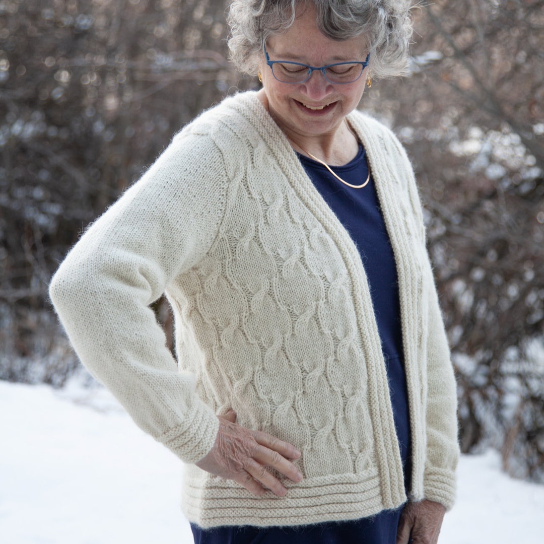 Cabled Sweater Knitting Pattern PDF, Knitted Open Cardigan Sweater ...