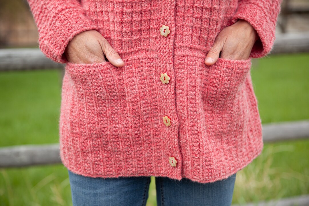 Sweater With Pockets Knitting Pattern PDF, Knitted Cardigan Pattern ...