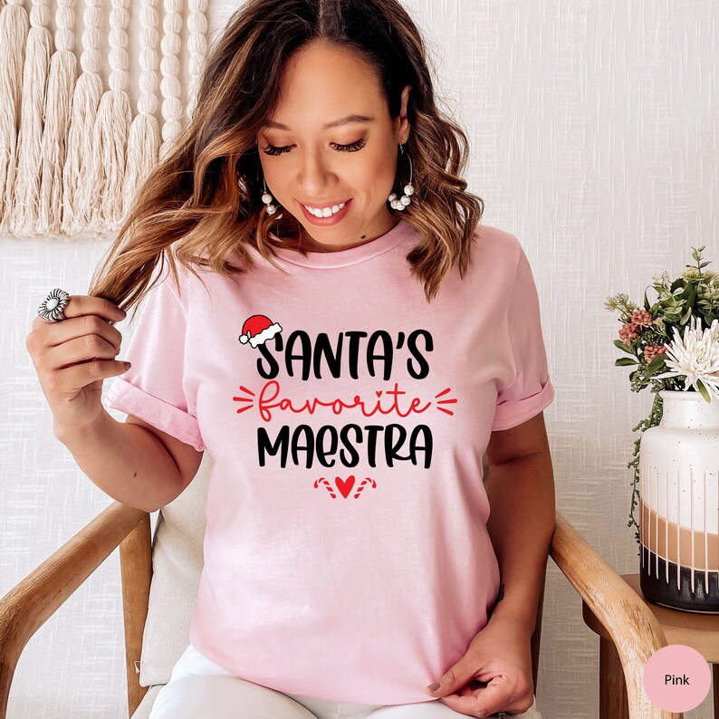 Maestra Shirt, Santas Favorite Maestra Shirt Gift for Spanish Teacher ...