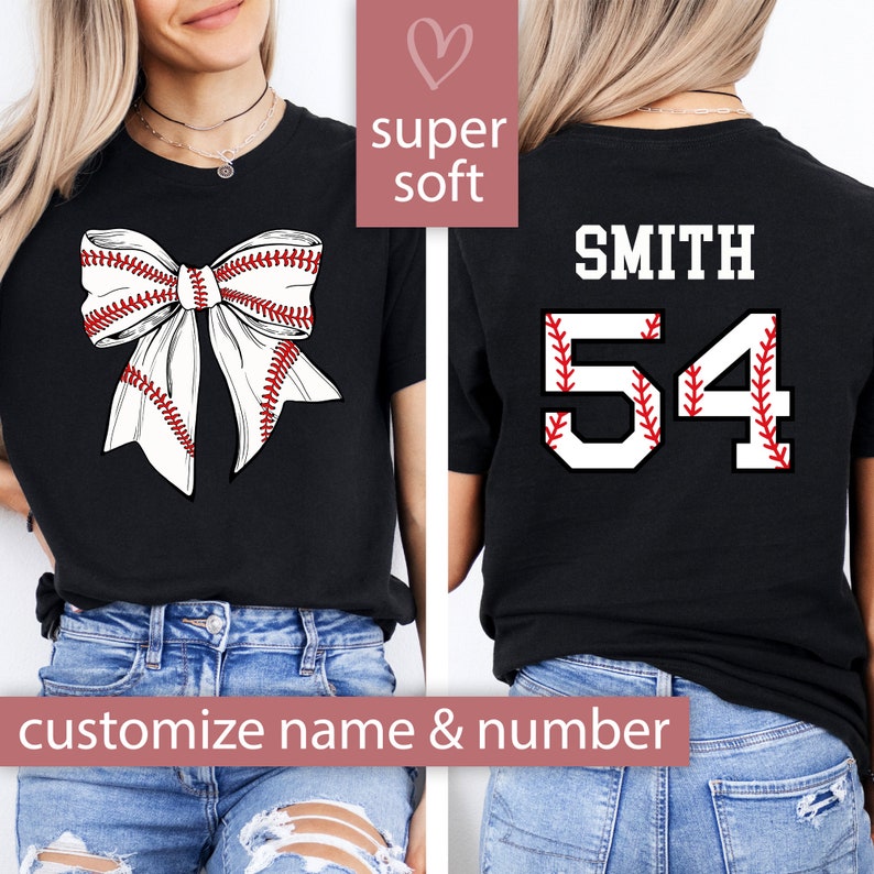 Custom Baseball Bow Shirt, Personalized Baseball Tshirt for Baseball ...
