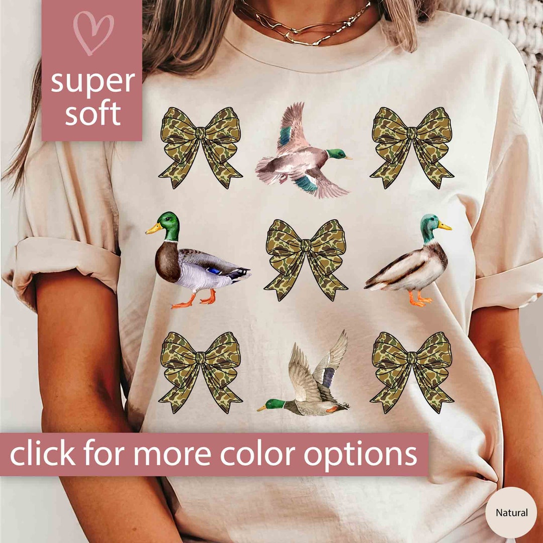 Duck Shirt for Women Hunting Gift, Camo Coquette Bow Tshirt Gift for ...