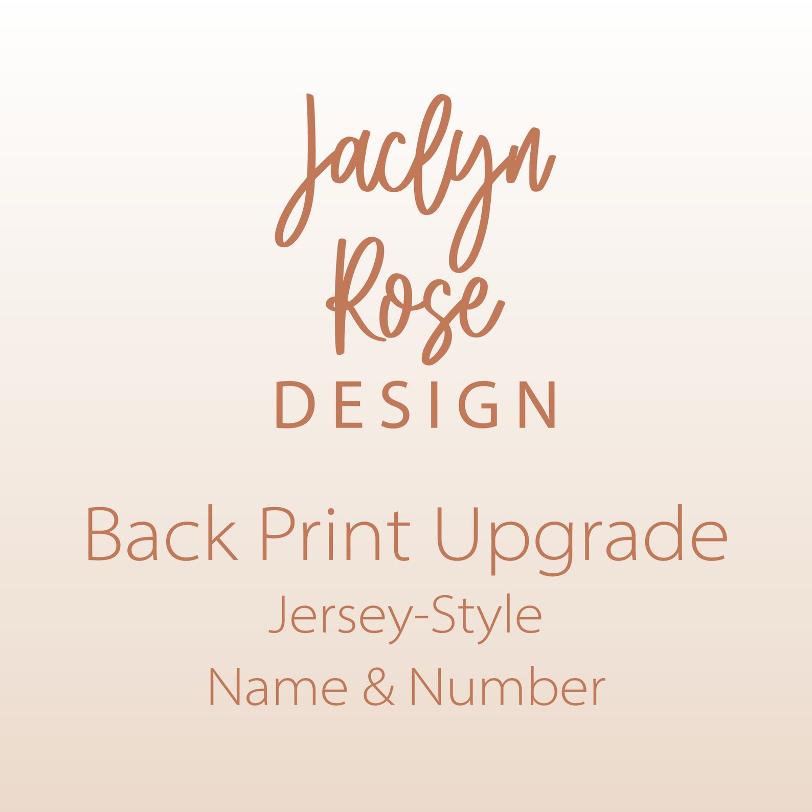 Back Print Upgrade, Jersey Style Name and Number, MUST Be Purchased ...