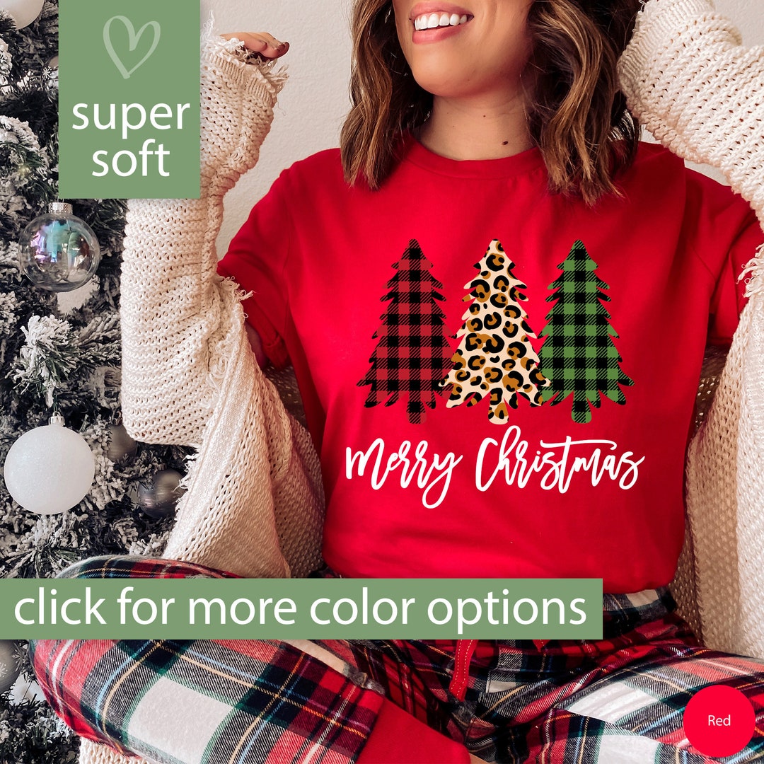 Merry Christmas Shirt, Christmas Tree Tshirt Women, Holiday T Shirt ...