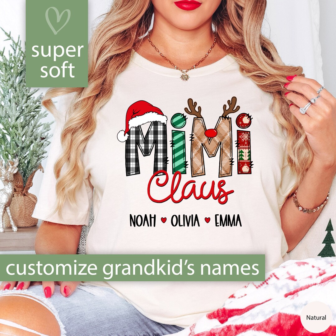 Custom Mimi Claus Shirt, Personalized Mimi Christmas Tshirt, Mimi Shirt ...