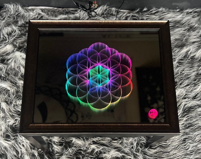Infinity Mirror Coffee Table With Custom Flower of Life Sacred Geometry ...