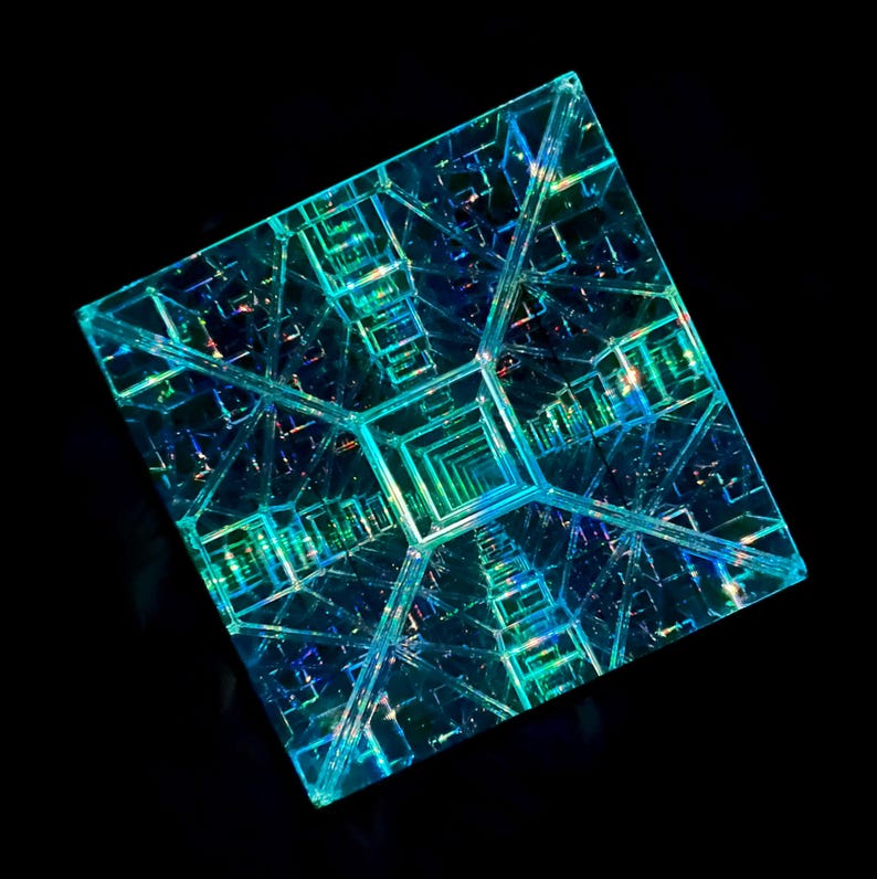 SALE- 24" Custom Tesseract Hypercube Infinity Mirror Art Sculpture ...