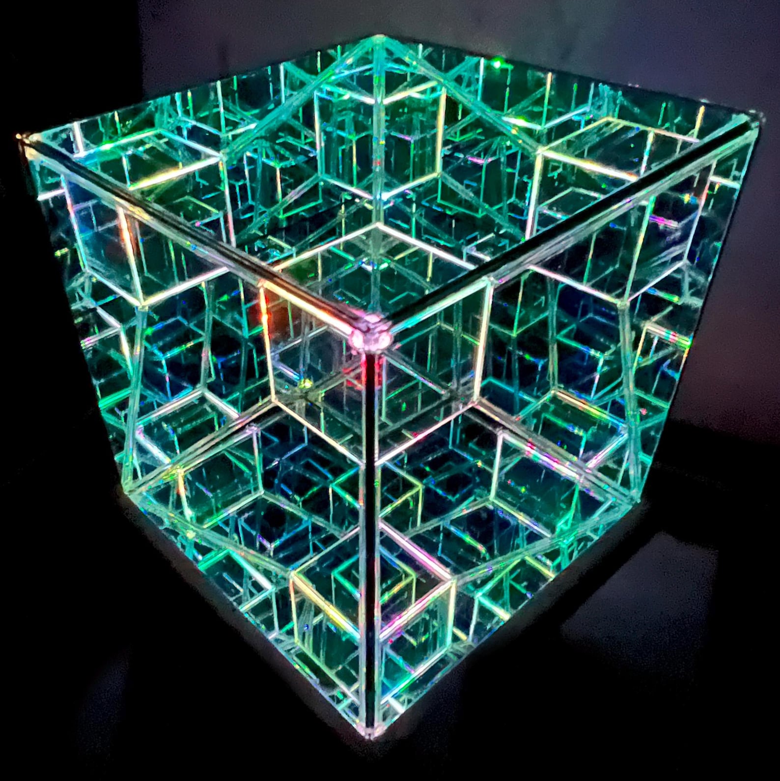 SALE- 24" Custom Tesseract Hypercube Infinity Mirror Art Sculpture ...