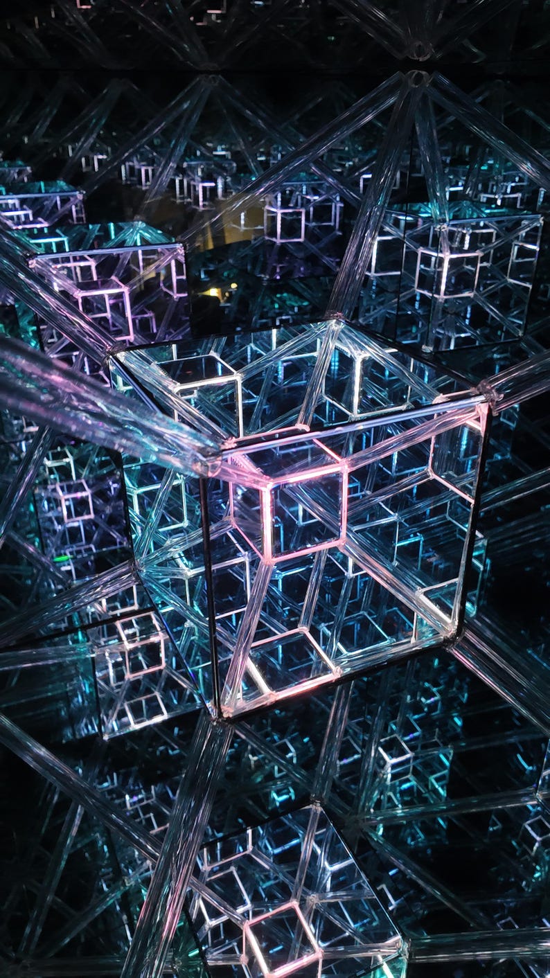 Hyper Tesseract 5D Hypercube Infinity Mirror Art Sculpture 27" - Made ...