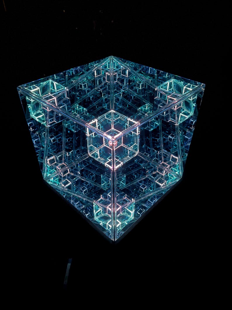 Hyper Tesseract 5D Hypercube Infinity Mirror Art Sculpture 27" - Made ...